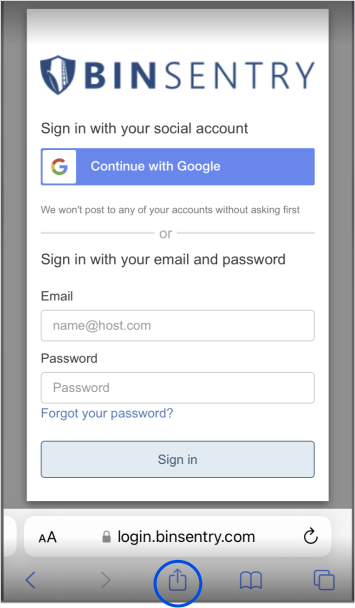 How do I set up BinSentry on my phone?