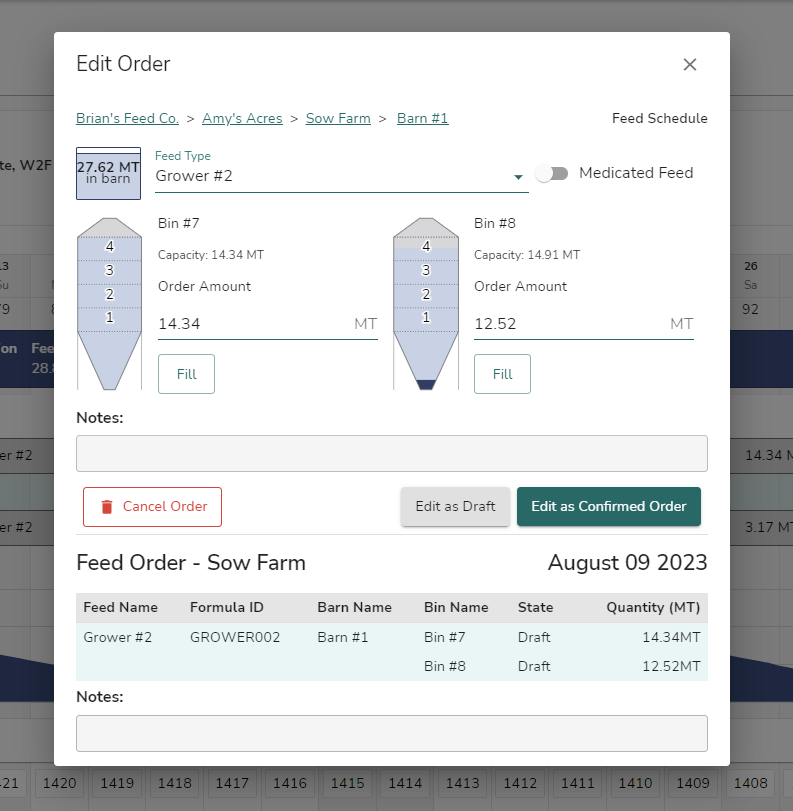 How do I manage Orders as part of a Feed Budget?