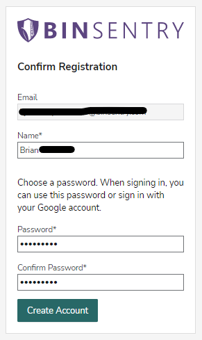 Accepting your BinSentry account invitation and getting logged in