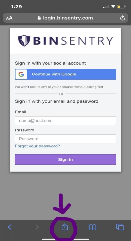 How do I set up BinSentry on my phone?