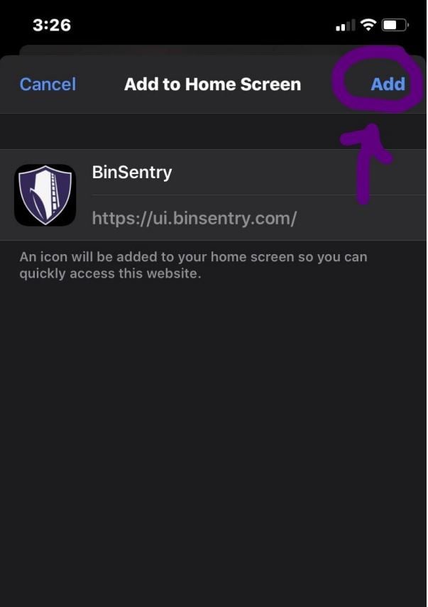 How do I set up BinSentry on my phone?