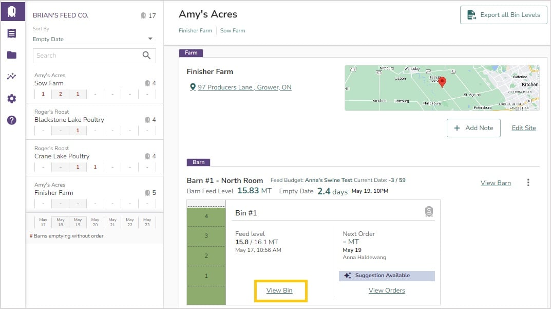 How does BinSentry show a Refill?